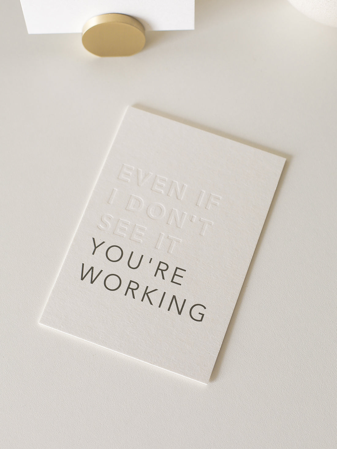 Postkarte – You're Working | Mit Letterpress-Prägung – one KIND OF